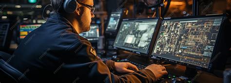 Premium Ai Image Operator Monitoring Production Process Offshore Oil And Gas Industry Offshore