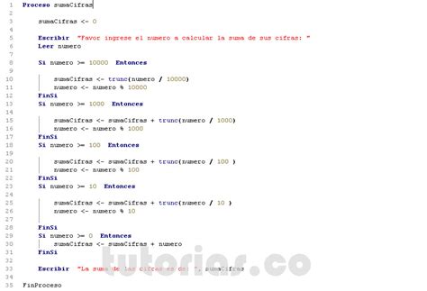 Sentencia Si Operador PSeint Suma De Cifras Tutorias Co