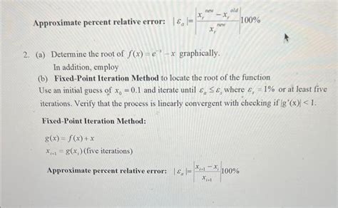 Solved Approximate Percent Relative Error ∣εa∣ ∣∣xrnor