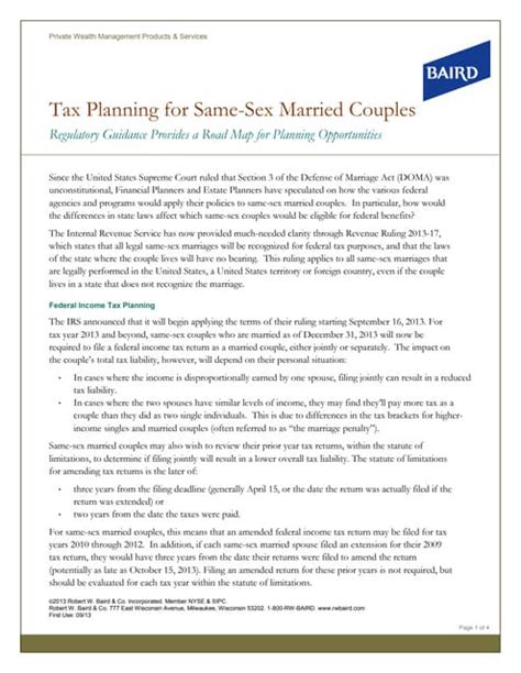 Tax Planning For Same Sex Married Couples Pdf Marriage And Civil