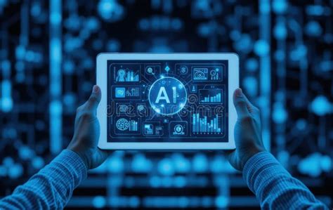 Digital Tablet Ai Interface Futuristic Technology Data Analytics Screen Graph Chart Modern