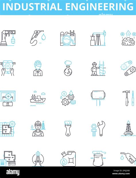 Industrial Engineering Vector Line Icons Set Industrial Engineering Manufacturing Process
