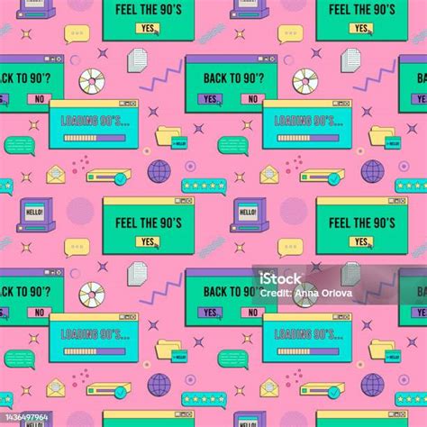 증기파 Ui 및 Ux 요소는 원활한 패턴입니다 Pc 복고풍 게임 프레임 향수 스타일 70 년대 80 년대 90 년대 1980 1989 년에 대한 스톡 벡터 아트 및 기타