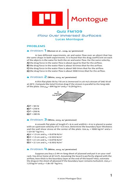Flow Over Immersed Surfaces Solved Problems Pdf