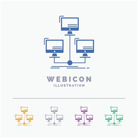 Database Distributed Connection Network Computer 5 Color Glyph Web