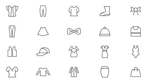 Clothing And Fashion Line Icon Set Jacket Winter Coat Sweatshirt Hoody Pullover Bathsuit