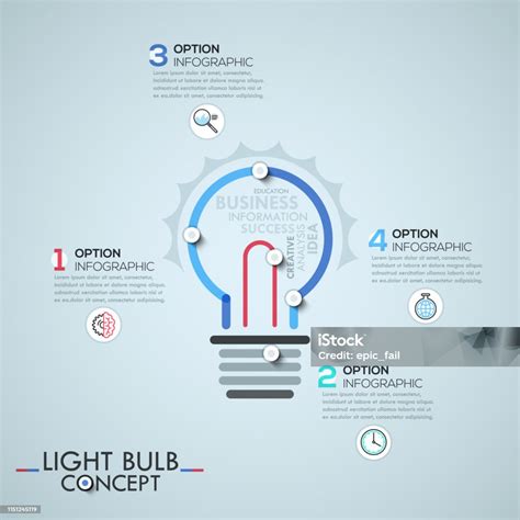 전구 모양으로 선으로 연결 된 요소를 포함 하는 인포 그래픽 디자인 서식 파일 개념에 대한 스톡 벡터 아트 및 기타 이미지