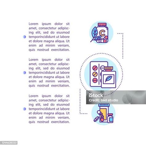 텍스트가 있는 약용 개념 아이콘입니다 알 약과 캡슐 의약품 치유 물질 Ppt 페이지 벡터 템플릿입니다 브로셔 잡지 선형 일러스트가 있는 소책자 디자인 요소 0명에 대한 스톡