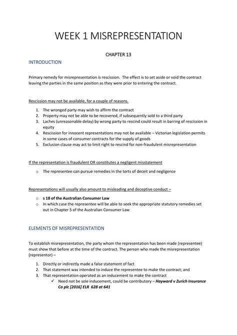 Law2ctb Misrep Notes Law2ctb Contracts B Latrobe Thinkswap