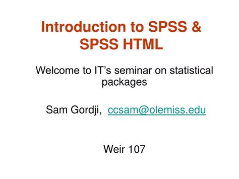 PPT Introduction To SPSS SPSS HTML PowerPoint Presentation Free Download ID