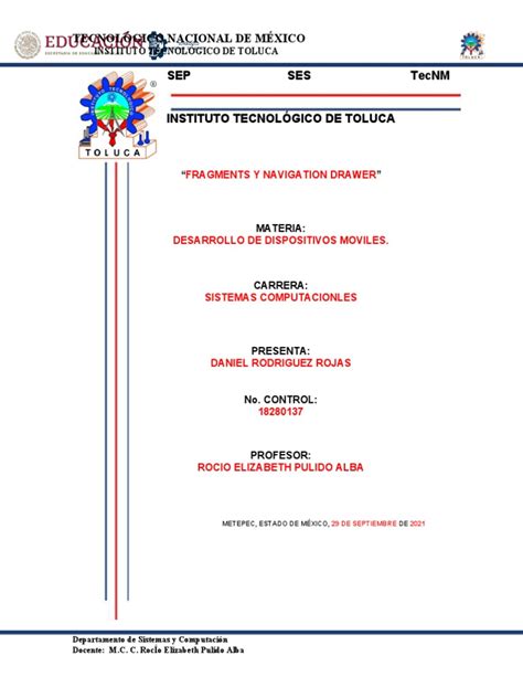 Fragments Y Navigation Drawer Pdf Software De La Aplicacion