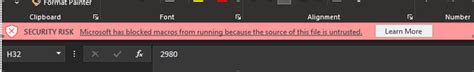 microsoft has blocked macros from running because the source of this