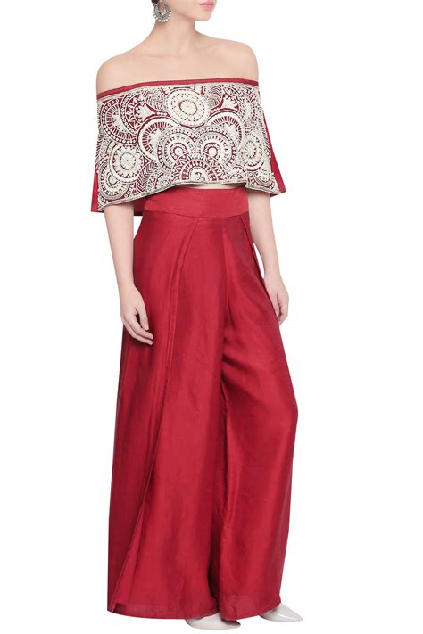 Buy Roshni Chopra Embroidered Cape Blouse And Palazzo Set Online Aza