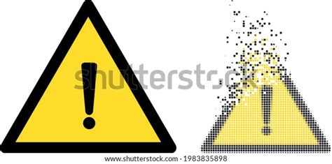 Dispersed Dotted Exclamation Warning Vector Icon Stock Vector Royalty Free