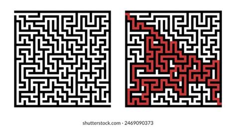 Labyrinth Game Way Square Maze Simple Stock Vector Royalty Free 2469090373 Shutterstock