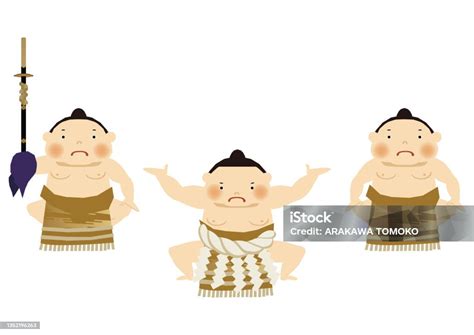 스포츠 일러스트 소재 스모 레슬러의 벡터 일러스트레이션 캐릭터 디자인 스모 레슬러의 클립 아트 스모는 일본의 전통 국가 스포츠입니다 Championship에 대한 스톡 벡터