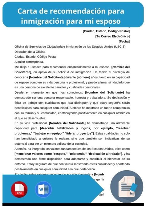 Carta De Recomendacion Inmigracion Matrimonio