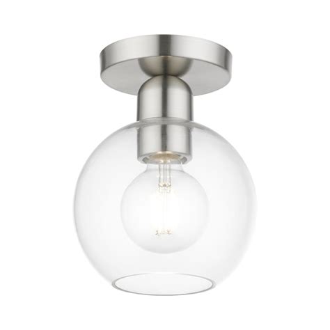Livex Lighting Downtown 1 Light Brushed Nickel Semi Mount Light 48977