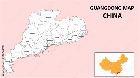 Guangdong Map Of China Outline The State Map Of Guangdong Political Map Of Guangdong With A