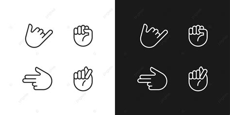 Pixelperfect White Linear Icon Set Of Hand Gestures For Light And Dark Mode Vector Thin Simple
