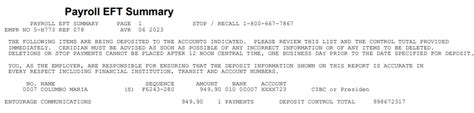 Payroll Eft Summary