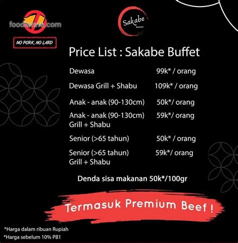 Daftar Harga Menu Sakabe Buffet 2026 Foodierate