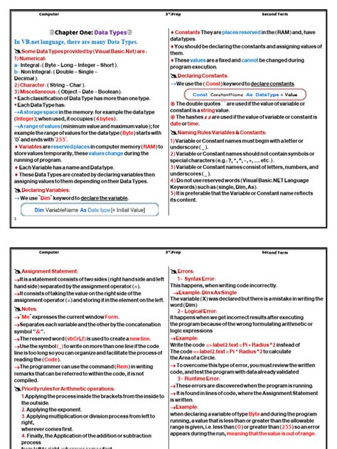 Computer Revision 3prepu867z Pdf Control Flow Parameter Computer
