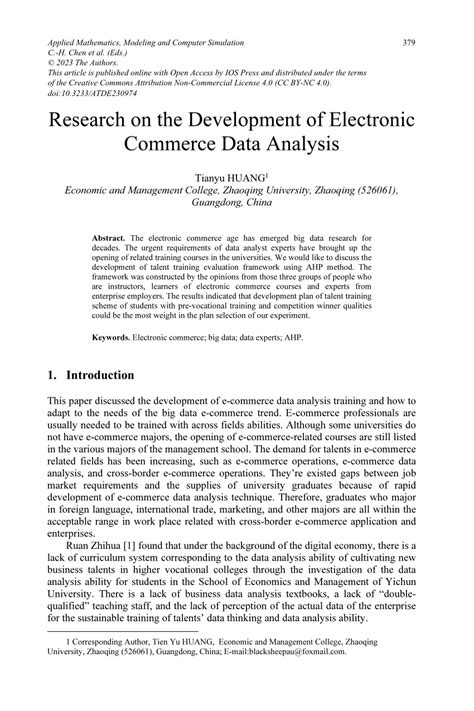 Pdf Research On The Development Of Electronic Commerce Data Analysis