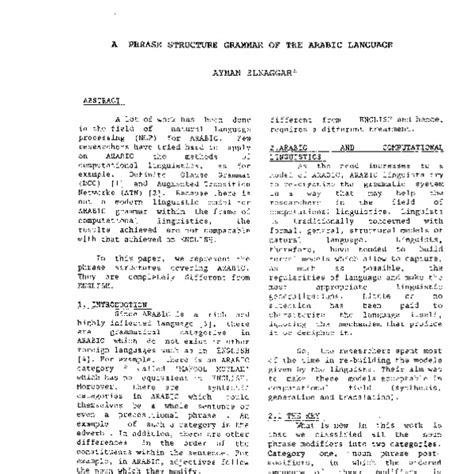 a phrase structure grammar of the arabic language acl anthology