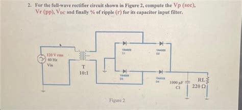 For The Full Wave Rectifier Circuit Shown In Chegg Com