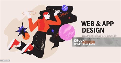 벡터 그래픽 편집기 또는 디자인 프로그램에서 일하는 여성 일러스트레이터 프리랜서 디자이너는 브러시로 공간이나 추상적인 모양을