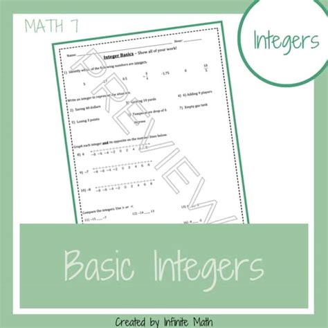 integer basics worksheet by infinite math tpt
