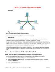Lab 5a TCP And UDP Communications 1 Docx Lab 5A TCP And UDP Communications Topology