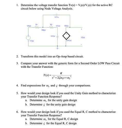 Solved Determine The Voltage Transfer Function Chegg