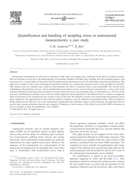 Pdf Quantifying And Handling Errors In Instrumental Measurements
