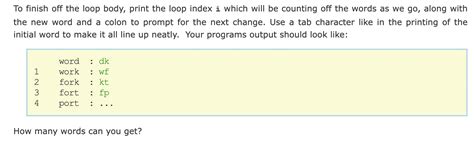 Solved To Finish Off The Loop Body Print The Loop Index I Chegg Com
