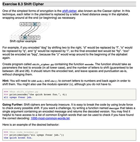 Solved Exercise 8 3 Shift Cipher One Of The Simplest Forms