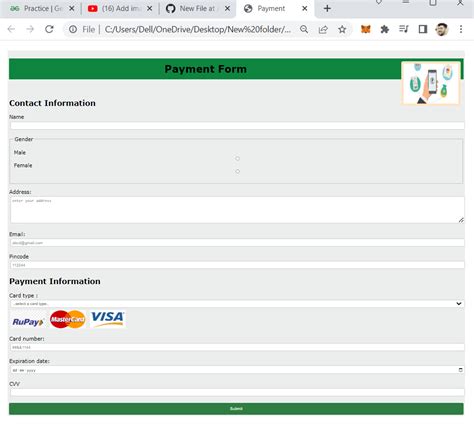 Github Avneeshsinghania Formpage Html Css