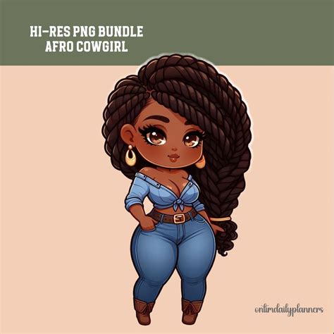 Afro Cowgirl Chibi Bundle Png Chibi Doll African American Cowgirl