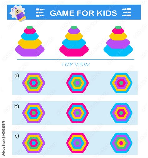 Logical Puzzle Game Need To Find Correct Top View Of Pyramids Iq Training Test Vector