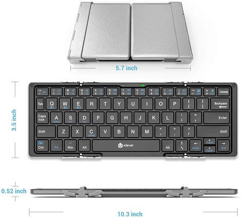 IClever Bluetooth Keyboard Foldable Wireless Keyboard With Portable Pocket Size Aluminum Alloy