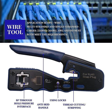 Ethernet Rj45 Pass Through Crimping Tool Bundle With Cat6 Rj45 Pass