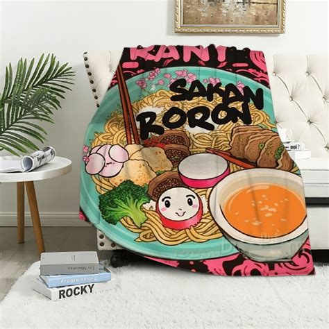 Jeuxus Super Soft Flannel Ramen Boba Blanket Throw Anime Throwskawaii
