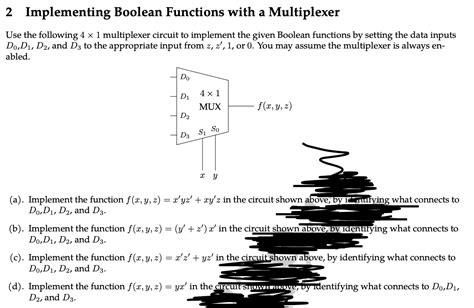 Solved 2 Implementing Boolean Functions With A Multiplexer