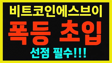 비트코인에스브이 폭등 초기 구간 선점 필수 Youtube