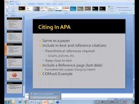 PowerPoint Creating An APA Style MS PowerPoint Presentation YouTube
