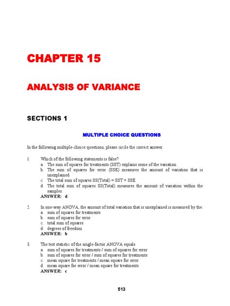 Analysis Of Variance Pdf Analysis Of Variance F Test
