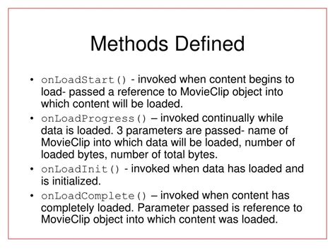 Ppt Actionscript Loading External Content With Moviecliploader Class Listener Objects