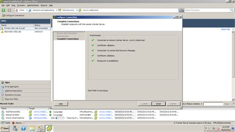 Pairing Sites Within VMware Site Recovery Manager