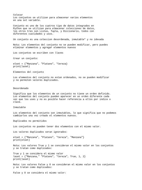 1conjuntos De Python Pdf Python Lenguaje De Programación